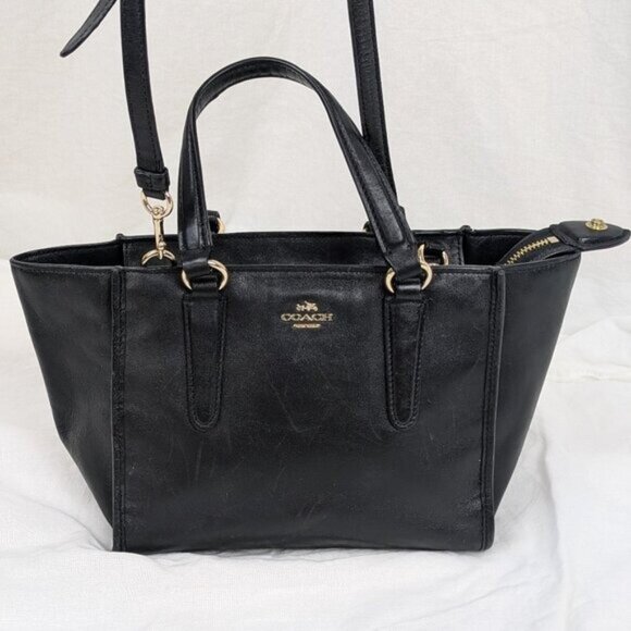 Coach | Bags | Coach Black 2way Bag Mini Crosby Carryall Leather ...